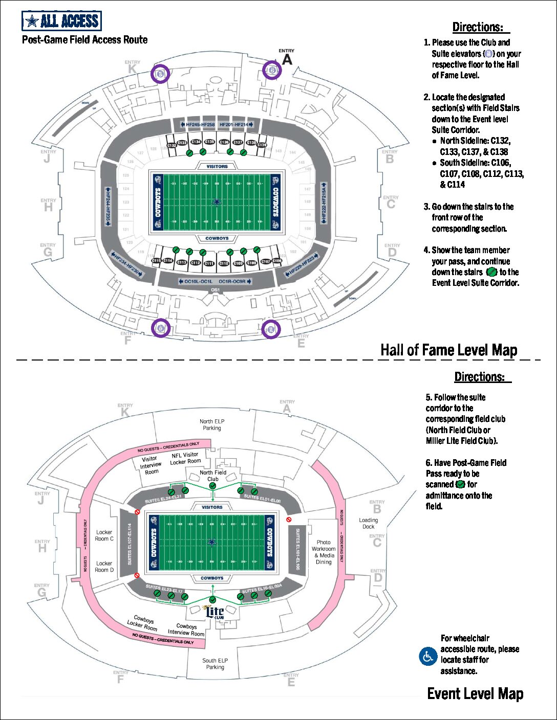 AllAccess_PostGameFieldPassMap – AT&T Stadium